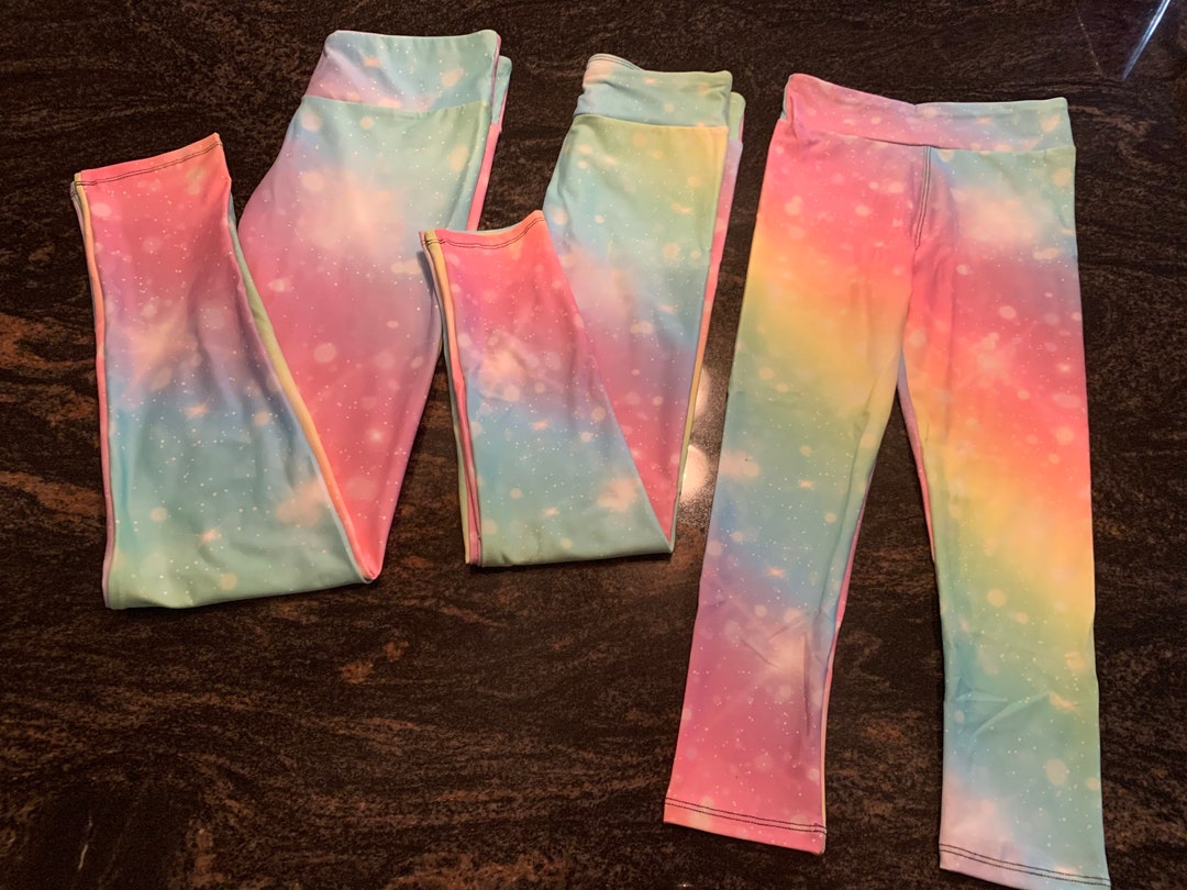 Mommy and Me Women's Girls Rainbow Leggings Adult M/L - Etsy