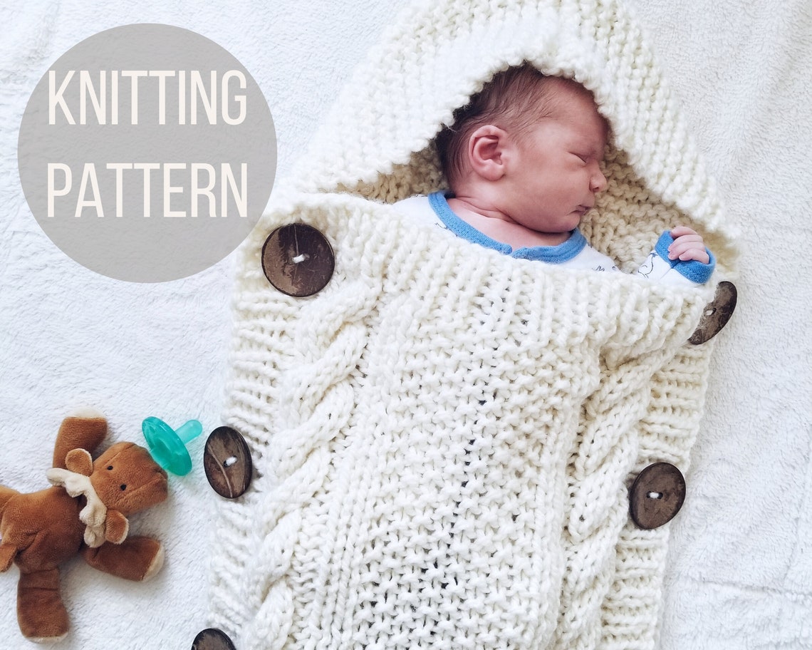 Baby Sleep Sack Knitting Pattern, Cable Knit Baby Sleeping Bag, Newborn ...