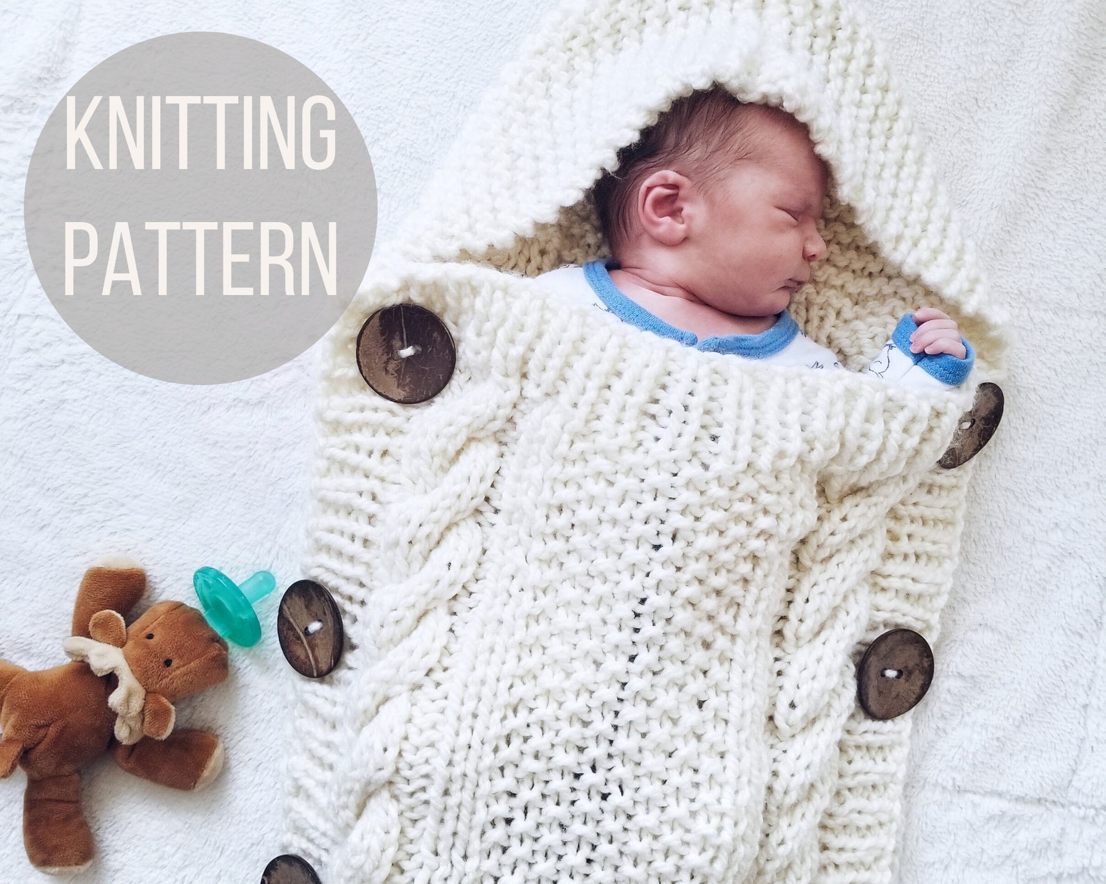 Baby Sleep Sack Knitting Pattern, Cable Knit Baby Sleeping Bag, Newborn ...