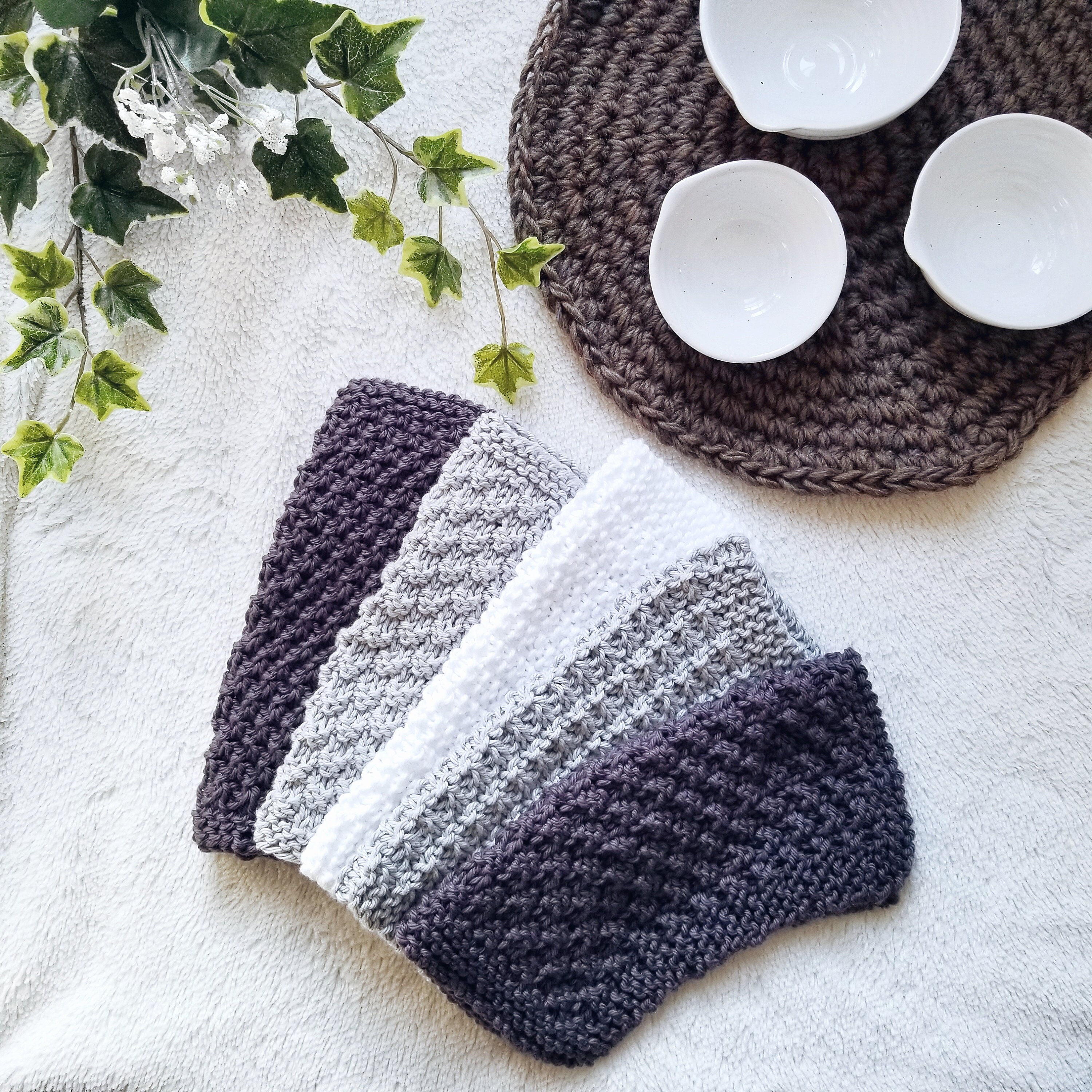 Knit Dish Cloth Pattern Knit Wash Cloth Tutorial Farmhouse - Etsy