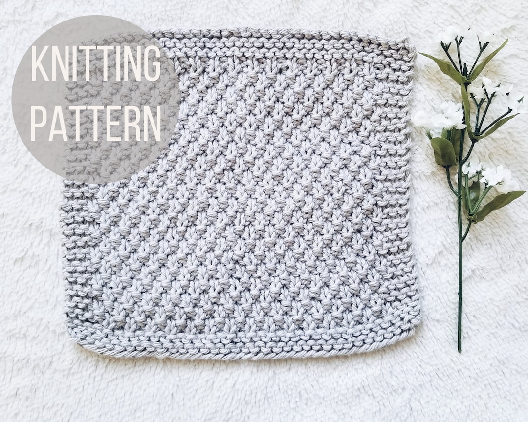 Knit Farmhouse Dish Cloth Pattern, Knit Wash Cloth Tutorial, Knit ...