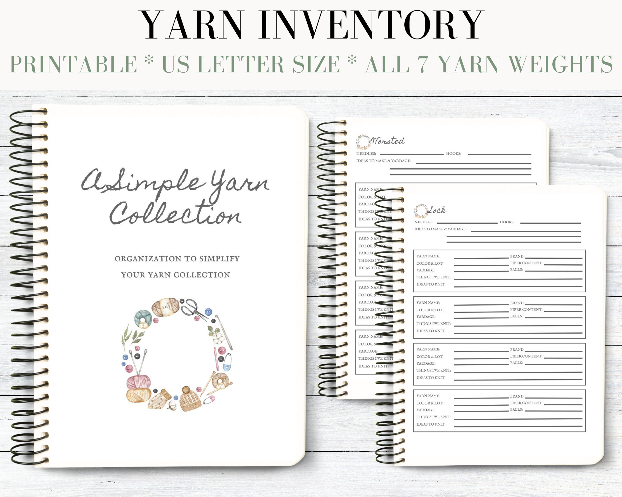 Yarn Inventory PDF, Printable Yarn Stash Organization, Knitting Yarn ...