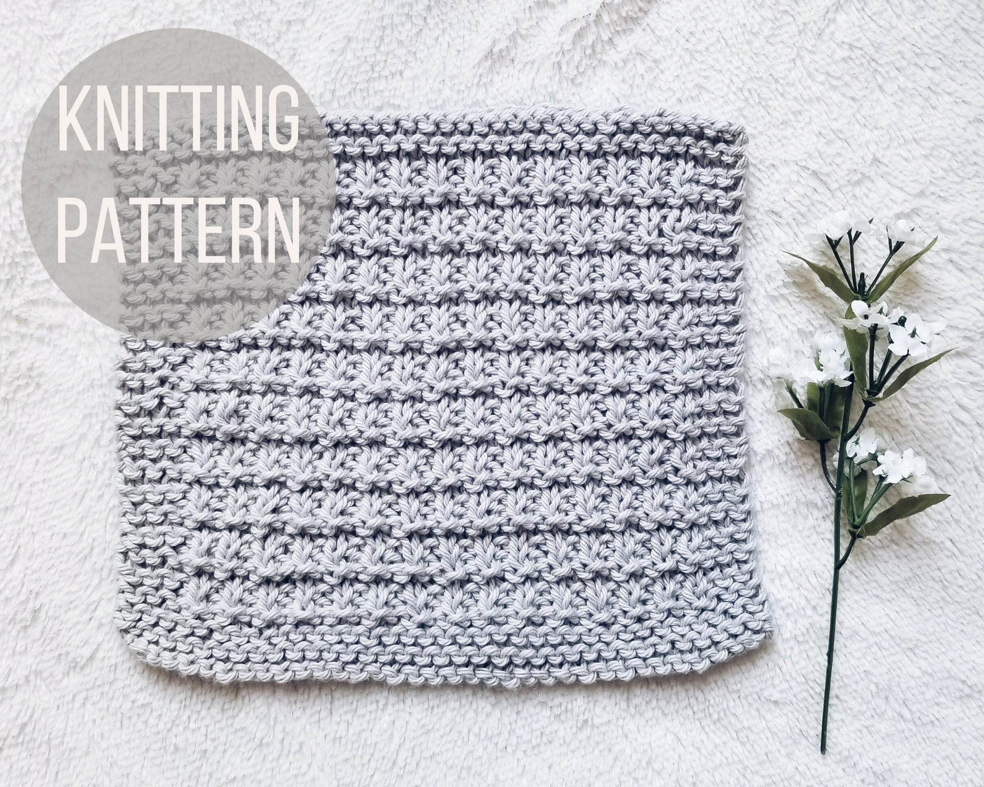 Countryside Knit Dish Cloth Pattern, Knit Wash Cloth, Farmhouse Kitchen ...