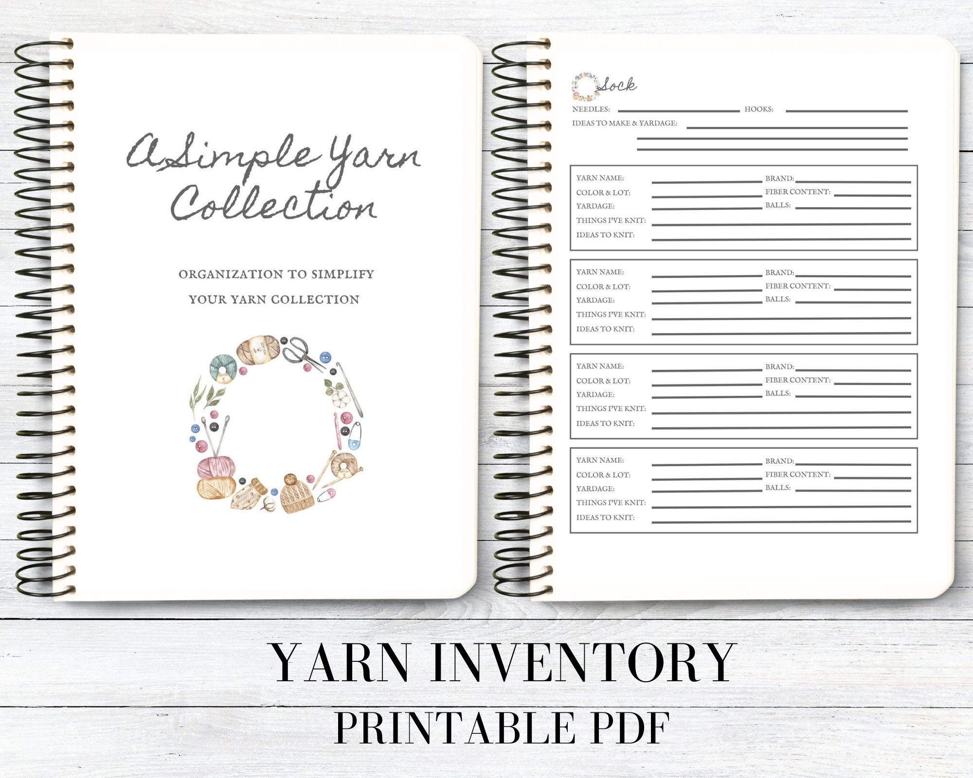 Yarn Inventory PDF, Printable Yarn Stash Organization, Knitting Yarn ...