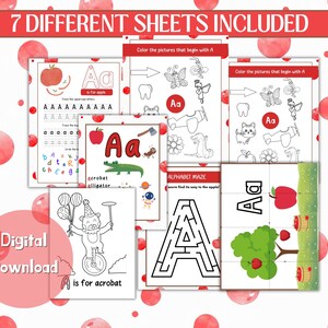 Letter of the Week Worksheets Printable SET OF 7, Letter A, Alphabet ...