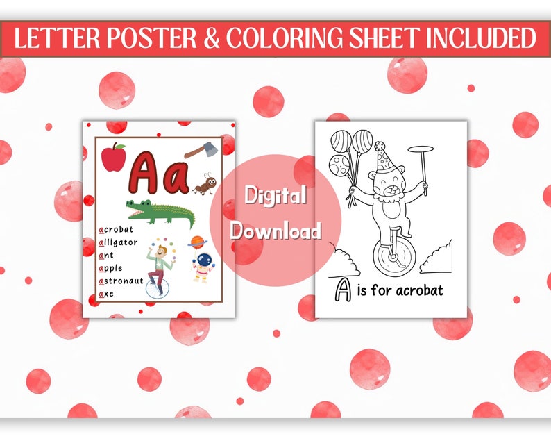 Letter of the Week Worksheets Printable SET OF 7, Letter A, Alphabet ...