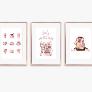 Pink Coquette Decor Set of 3, Coffee Girl Print, Pink Bow Prints ...