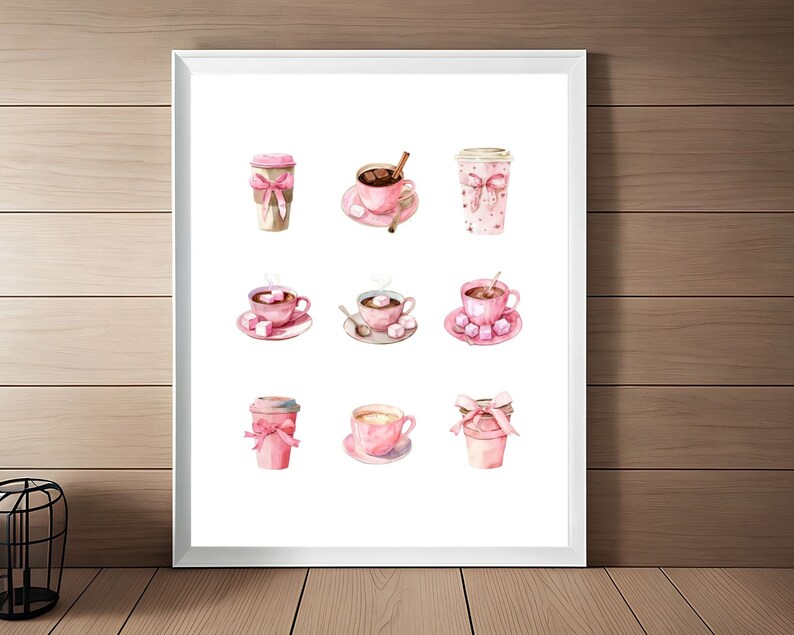 Pink Coquette Decor Set of 3, Coffee Girl Print, Pink Bow Prints ...