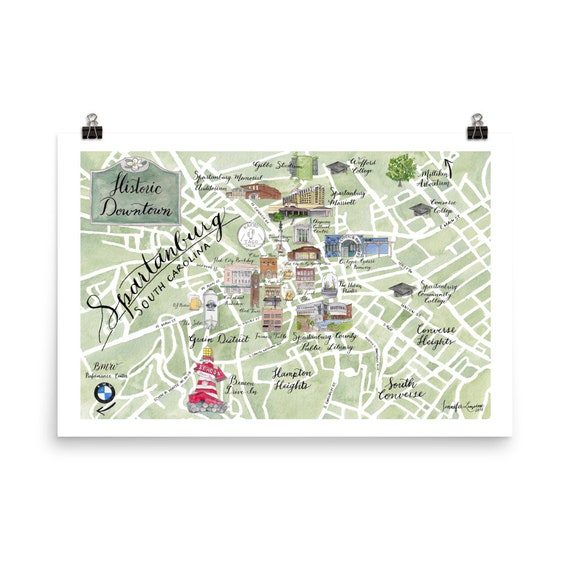 Spartanburg Map Poster Print | Etsy