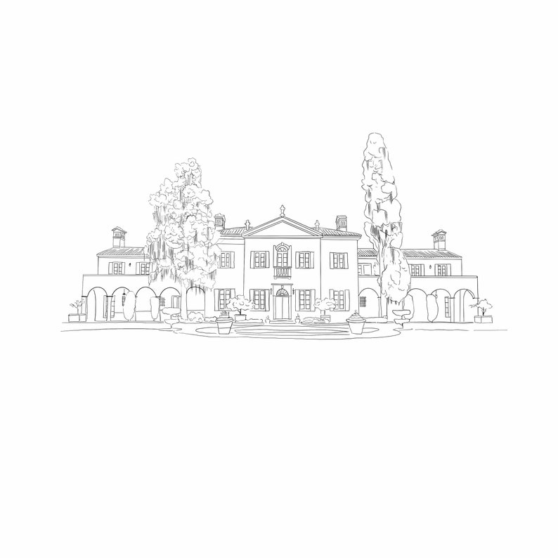 Wedding Venue Line Drawing Venue Portrait - Etsy