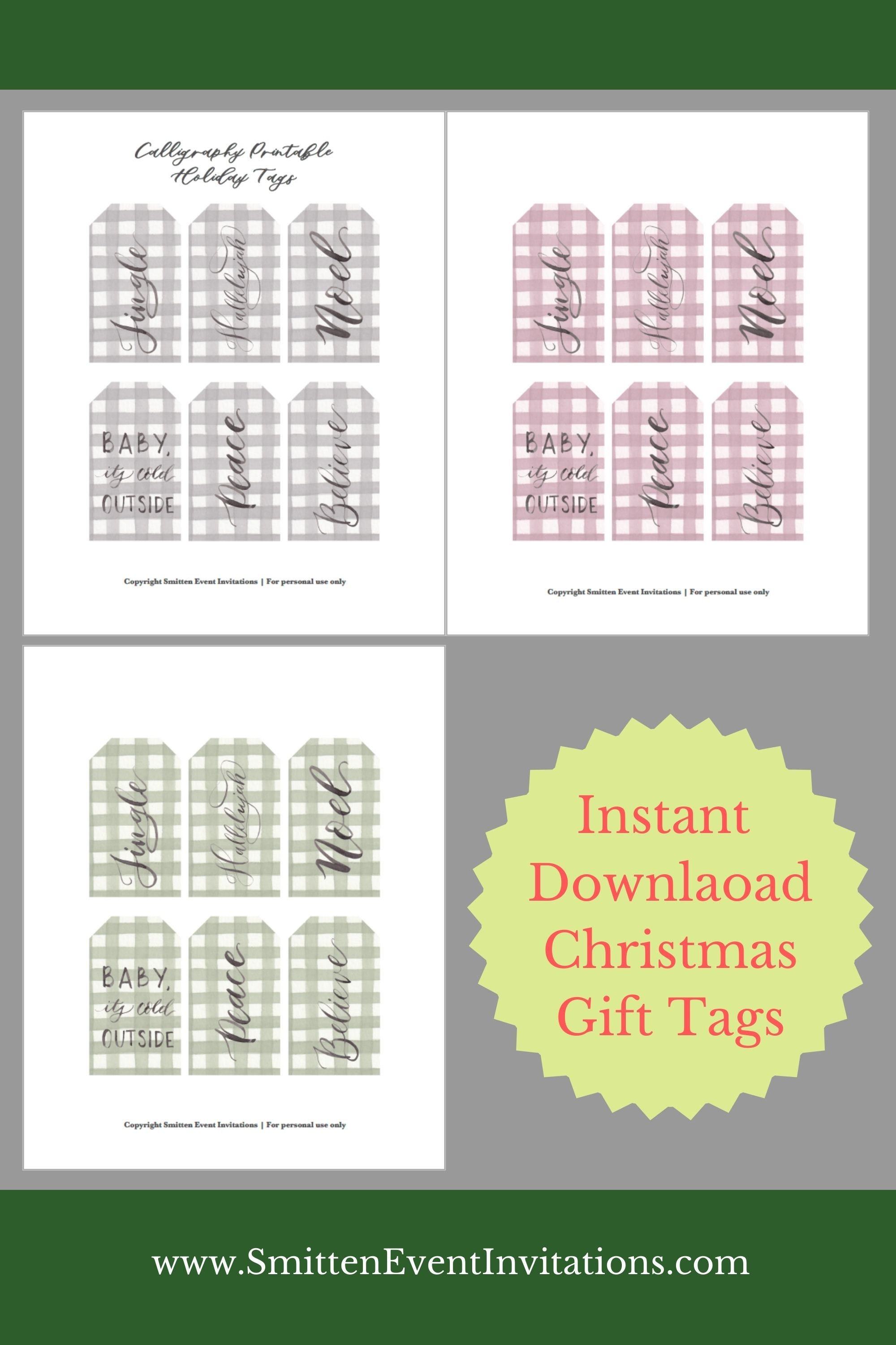 Printable Christmas Buffalo Plaid Calligraphy Gift Tags | Etsy