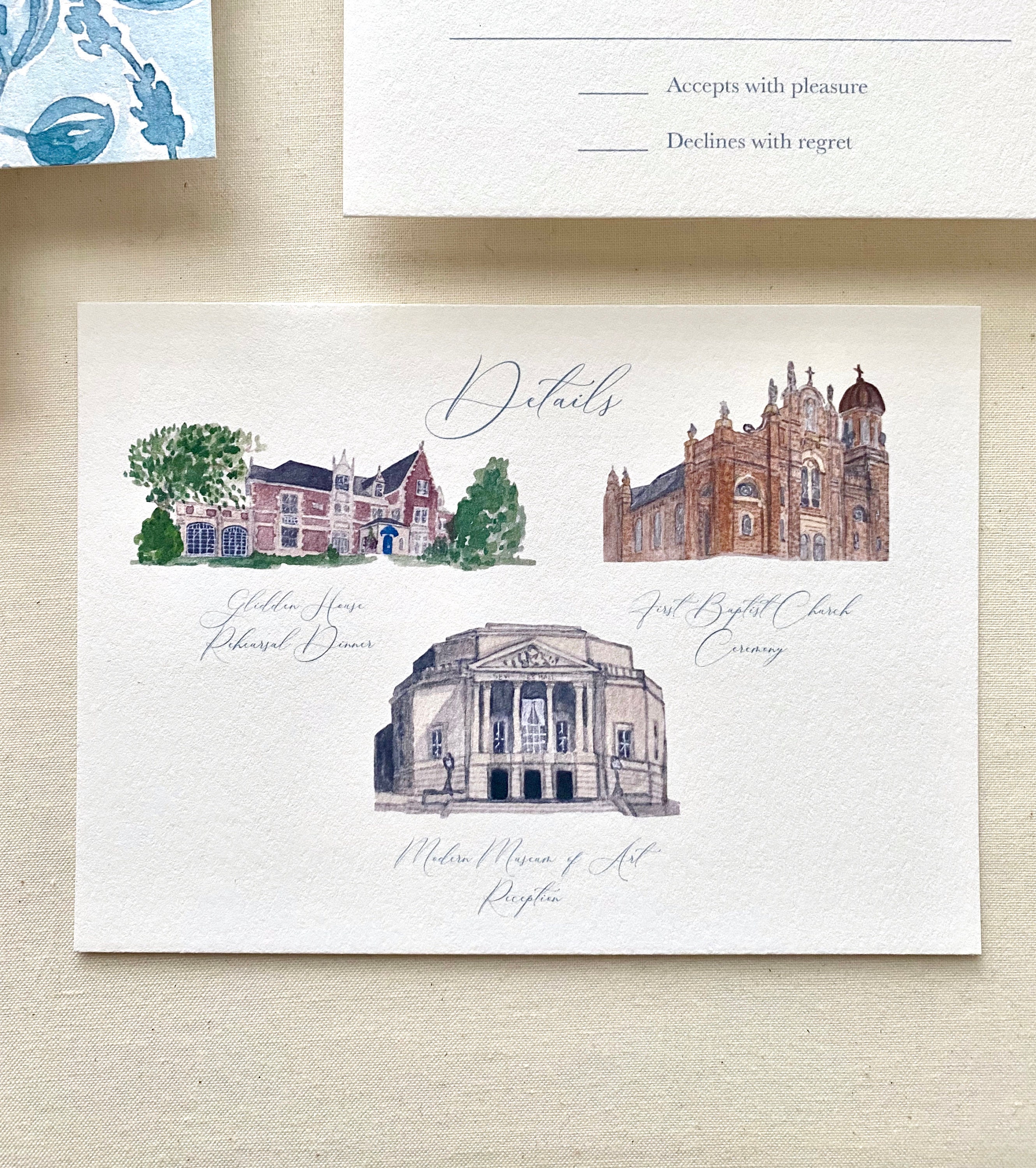 Illustrated Venue Details Card | Etsy