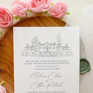 Wedding Venue Line Drawing Invitation - Etsy