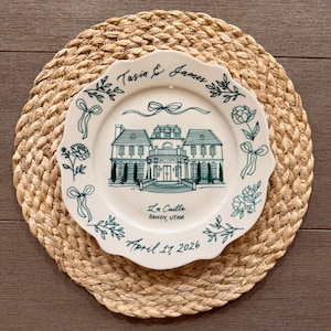 Hand Drawn Personalized Wedding Venue Keepsake Ceramic Plate - Etsy
