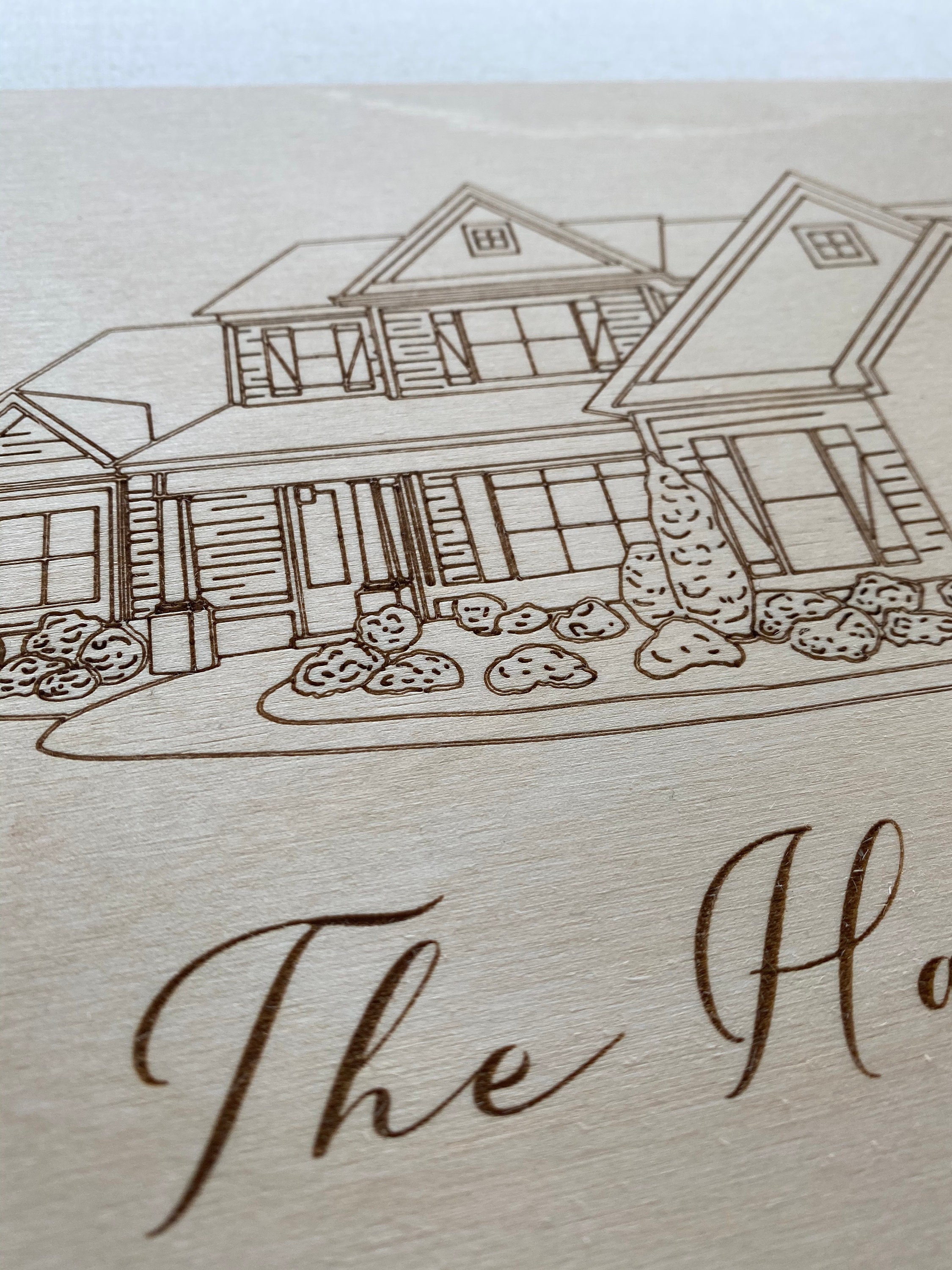 Hand drawn House Portrait wood sign laser engraved house | Etsy