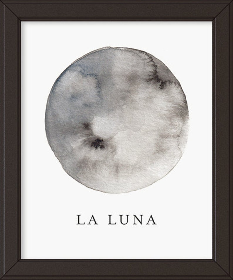 Watercolor La Luna Moon Painting Art Print - Etsy
