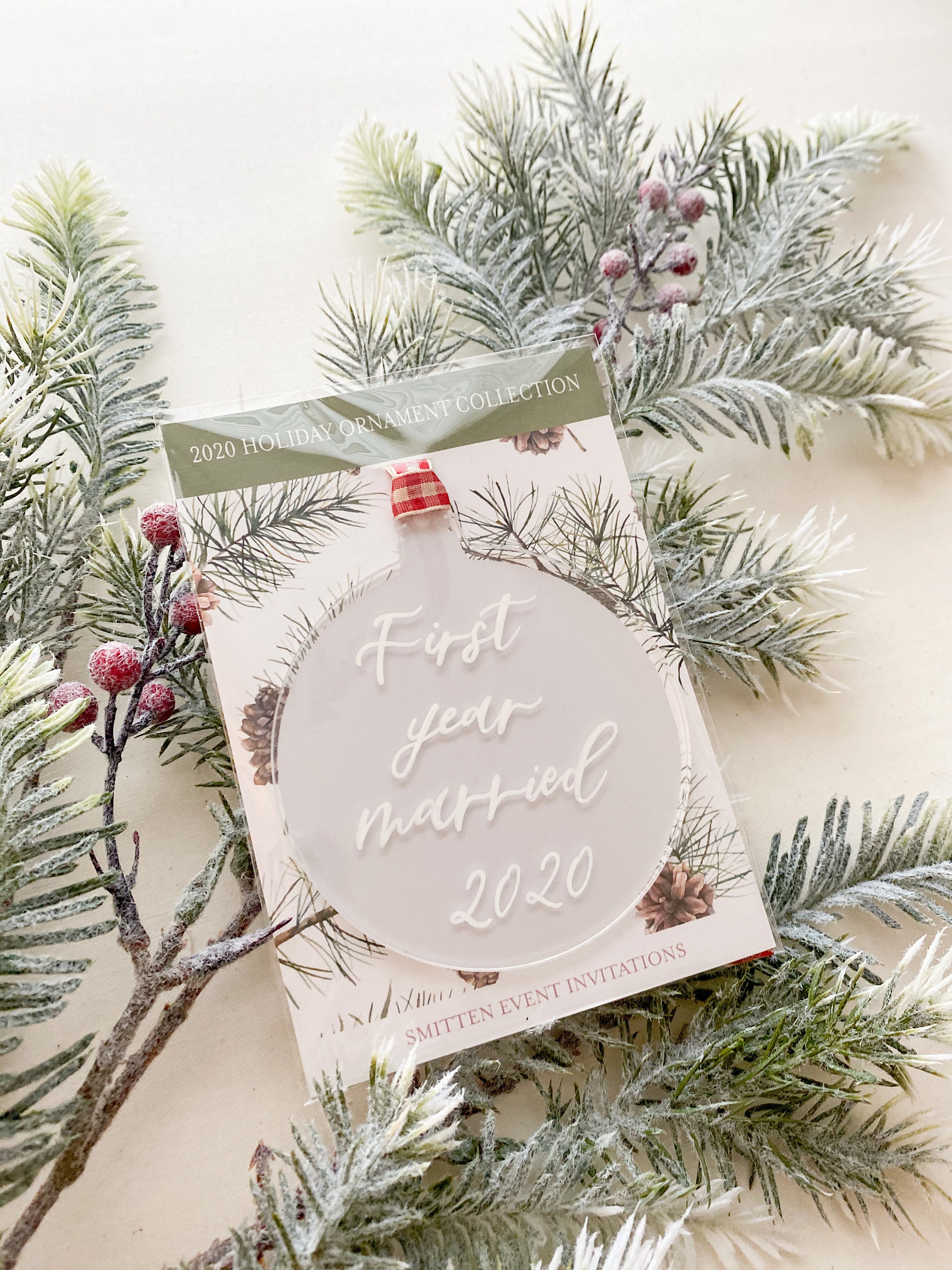 Hand Drawn Calligraphy Ornaments 2020 Acrylic Flat Ornament - Etsy