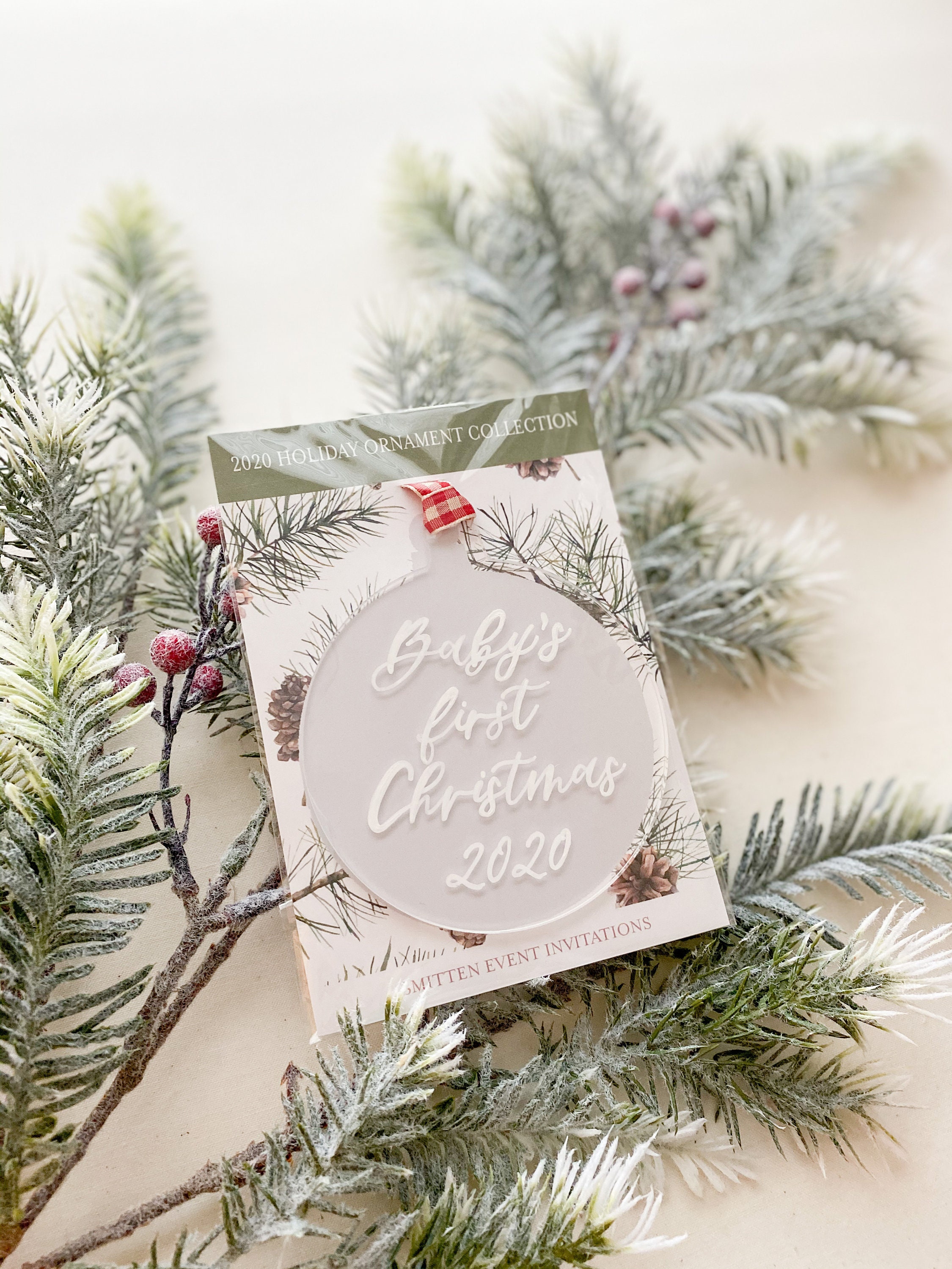 Hand Drawn Calligraphy Ornaments 2020 Acrylic Flat Ornament - Etsy