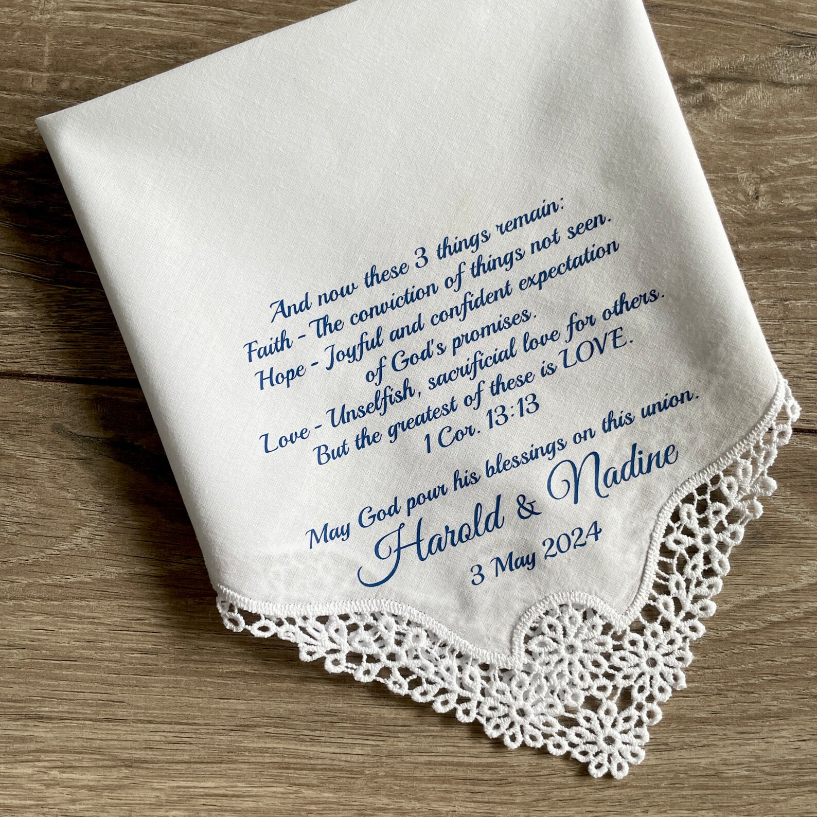 Marriage Bible Verse Christian Wedding Handkerchief Faith Hope Love ...