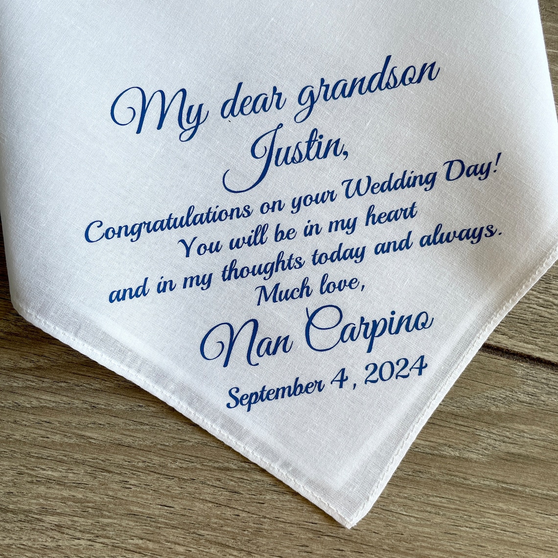 Grandson Wedding Handkerchief From Granny Nan Nanny Grandmother ...