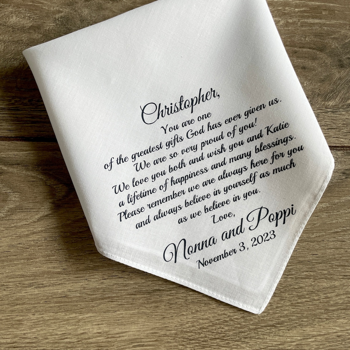 Grandson Wedding Handkerchief From Granny Nan Nanny Grandmother ...