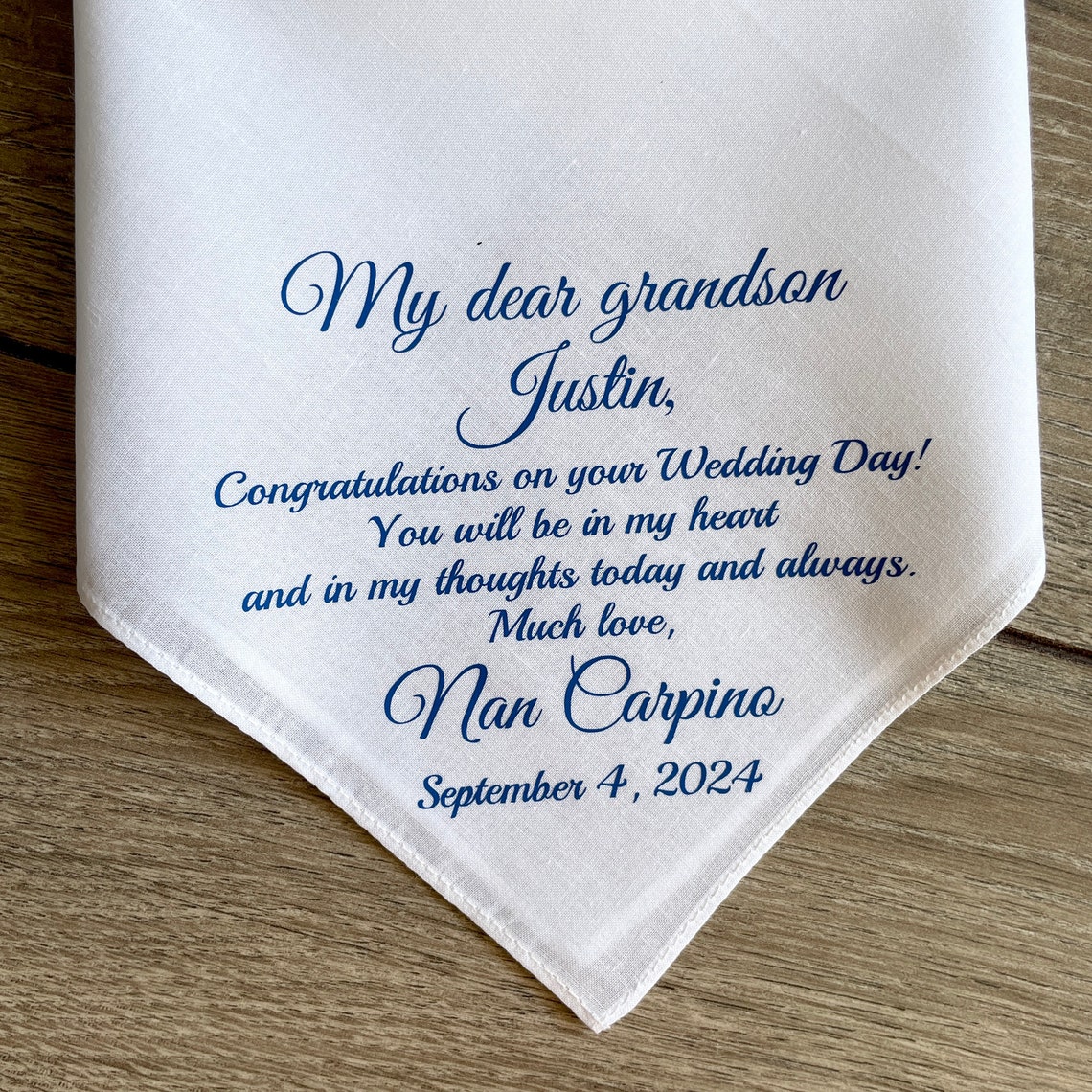 Grandson Wedding Handkerchief From Granny Nan Nanny Grandmother ...