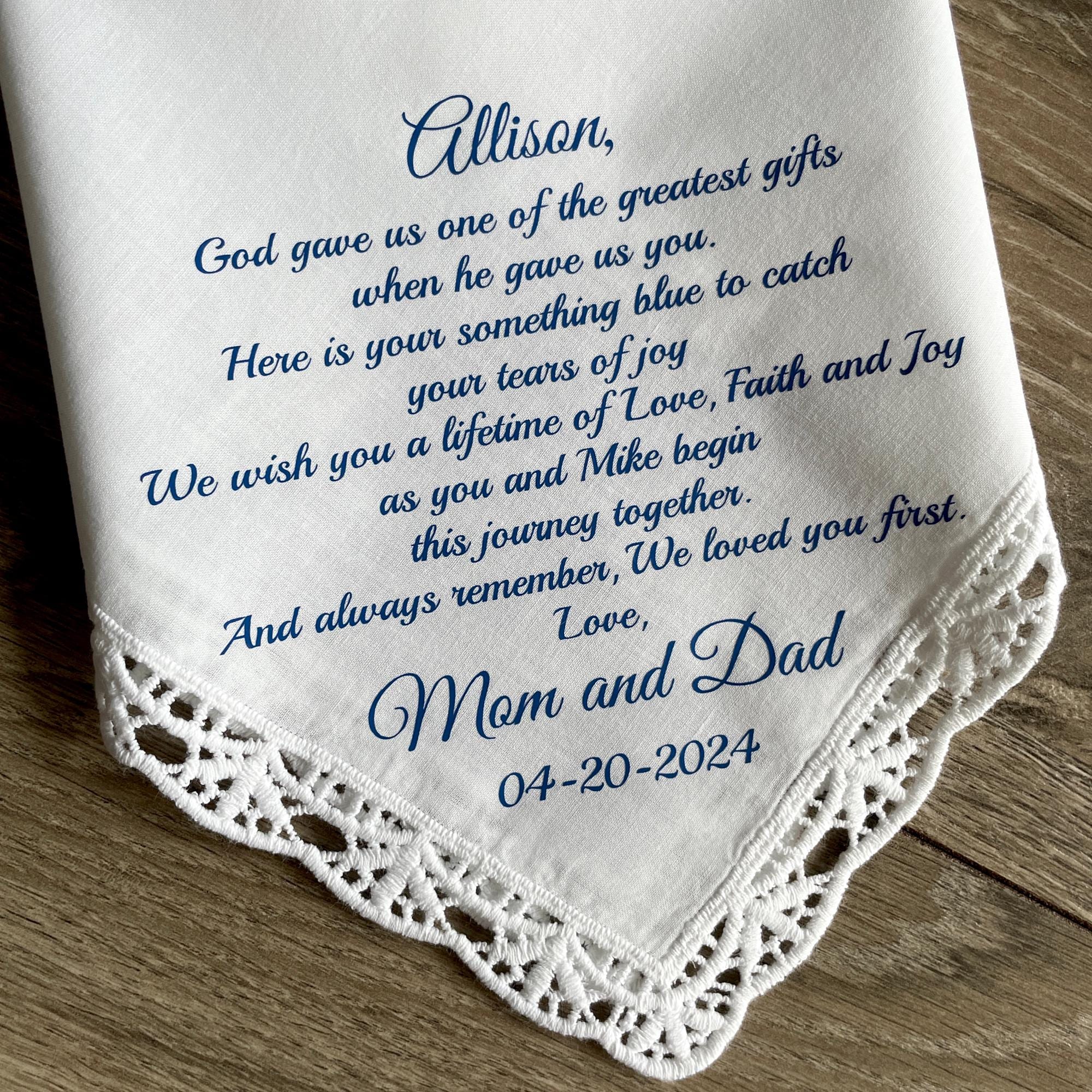 Bride Gift From Dad for Bride Gift Daughters Wedding Handkerchief From ...
