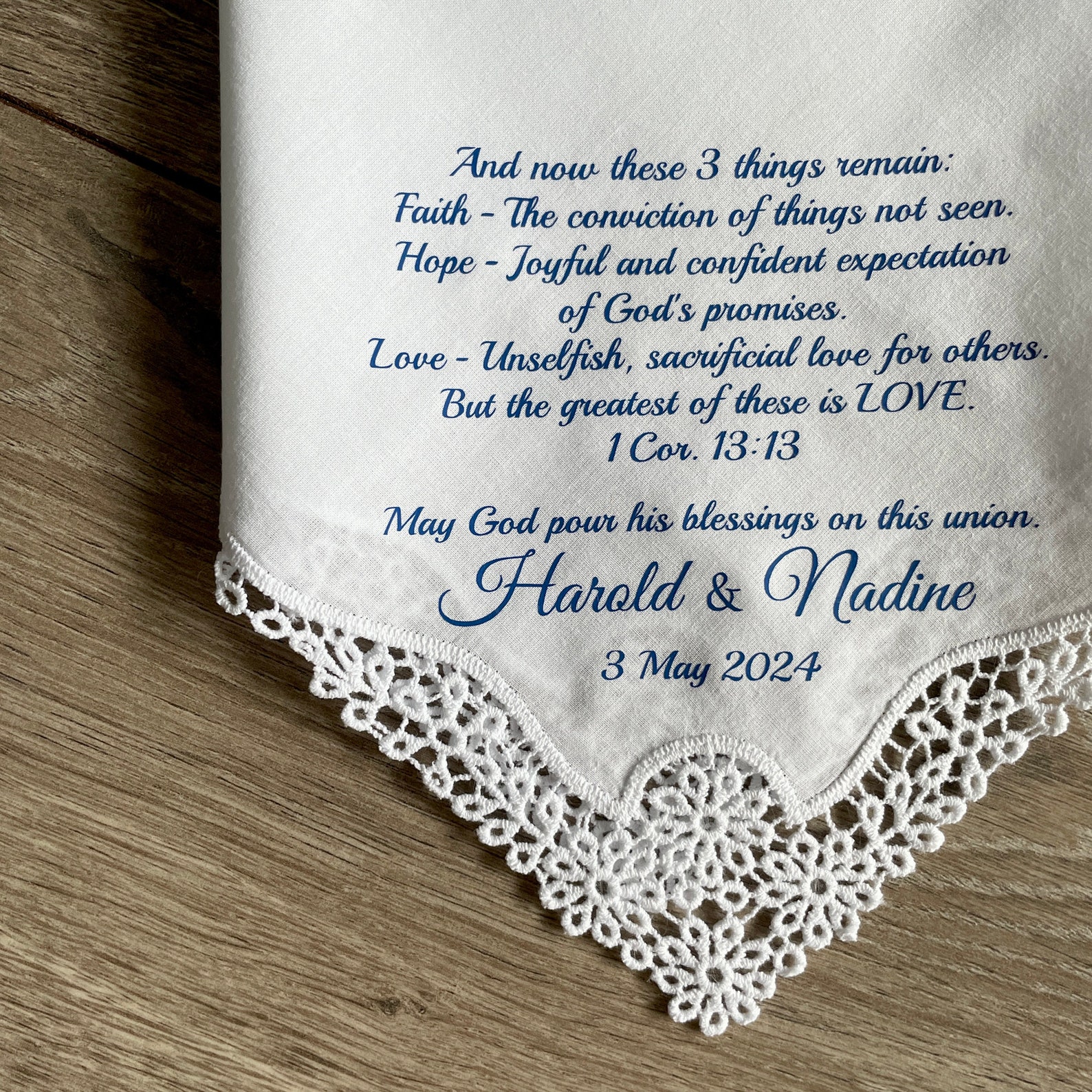 Marriage Bible Verse Christian Wedding Handkerchief Faith Hope Love ...