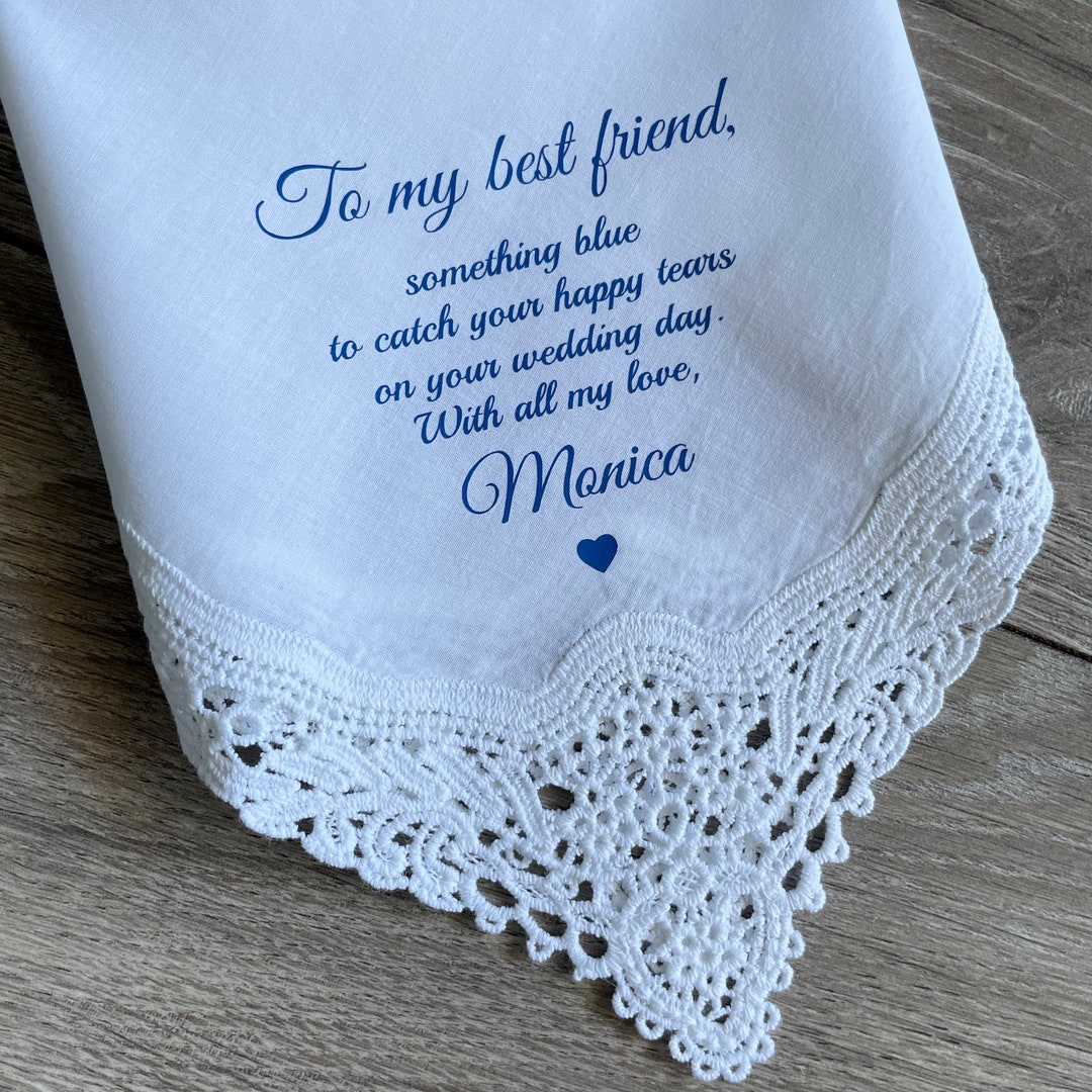 Best Friend Wedding Gift Something Blue Handkerchief - Etsy