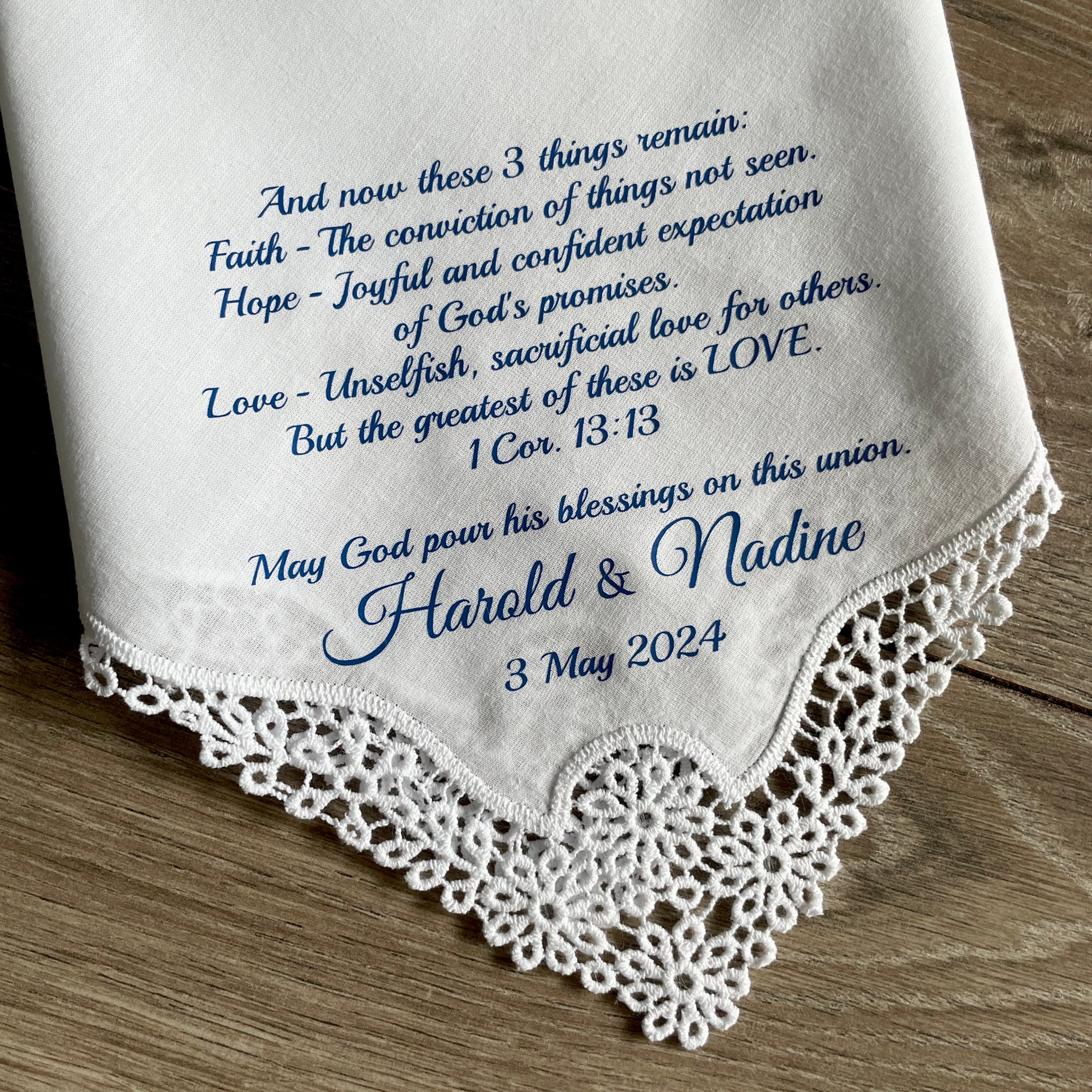 Marriage Bible Verse Christian Wedding Handkerchief Faith Hope Love ...