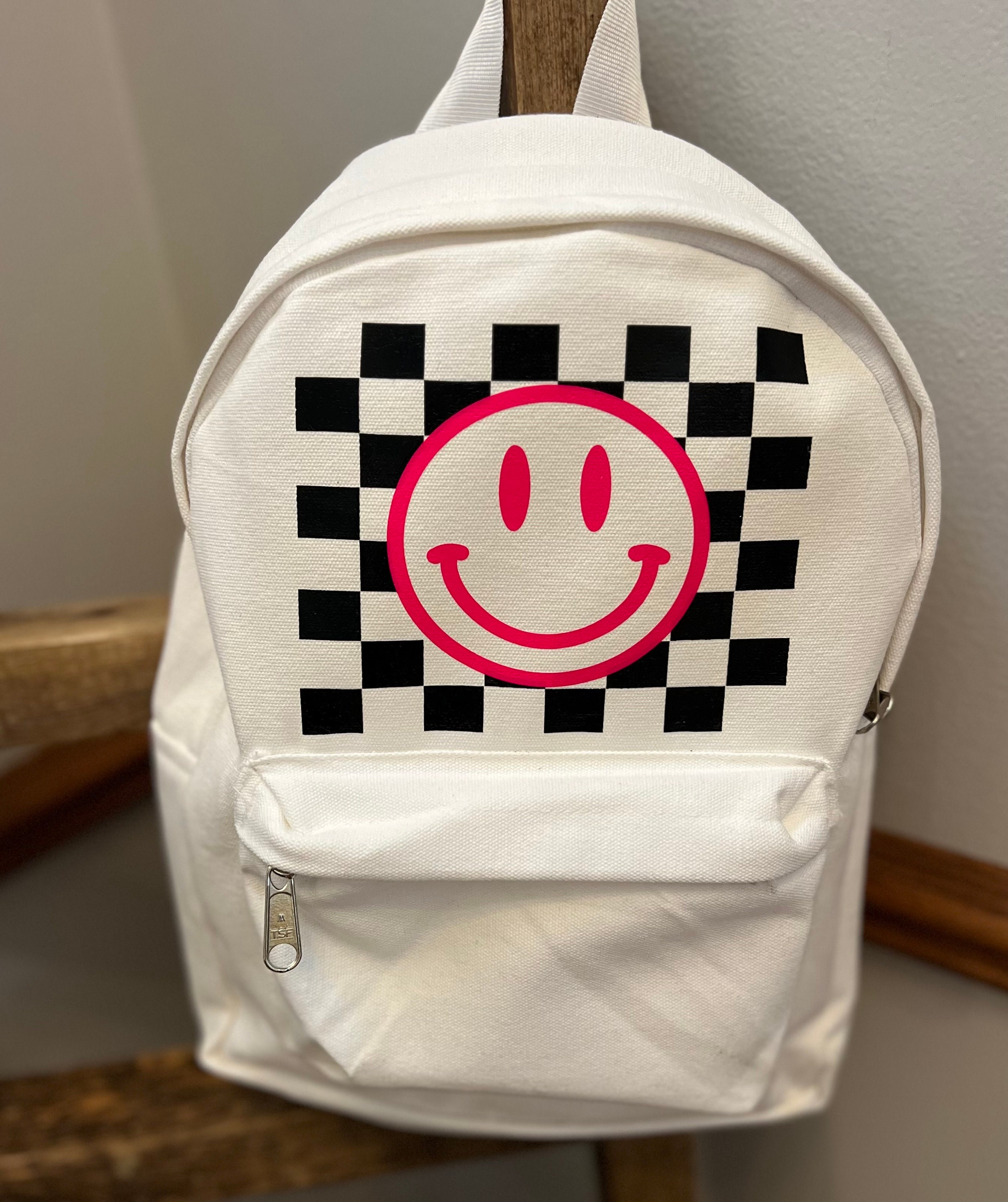 Checkered Smiley Backpack - Etsy