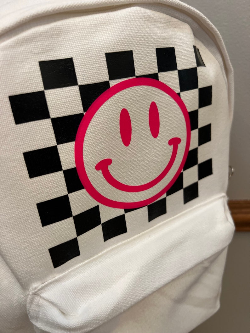 Checkered Smiley Backpack - Etsy