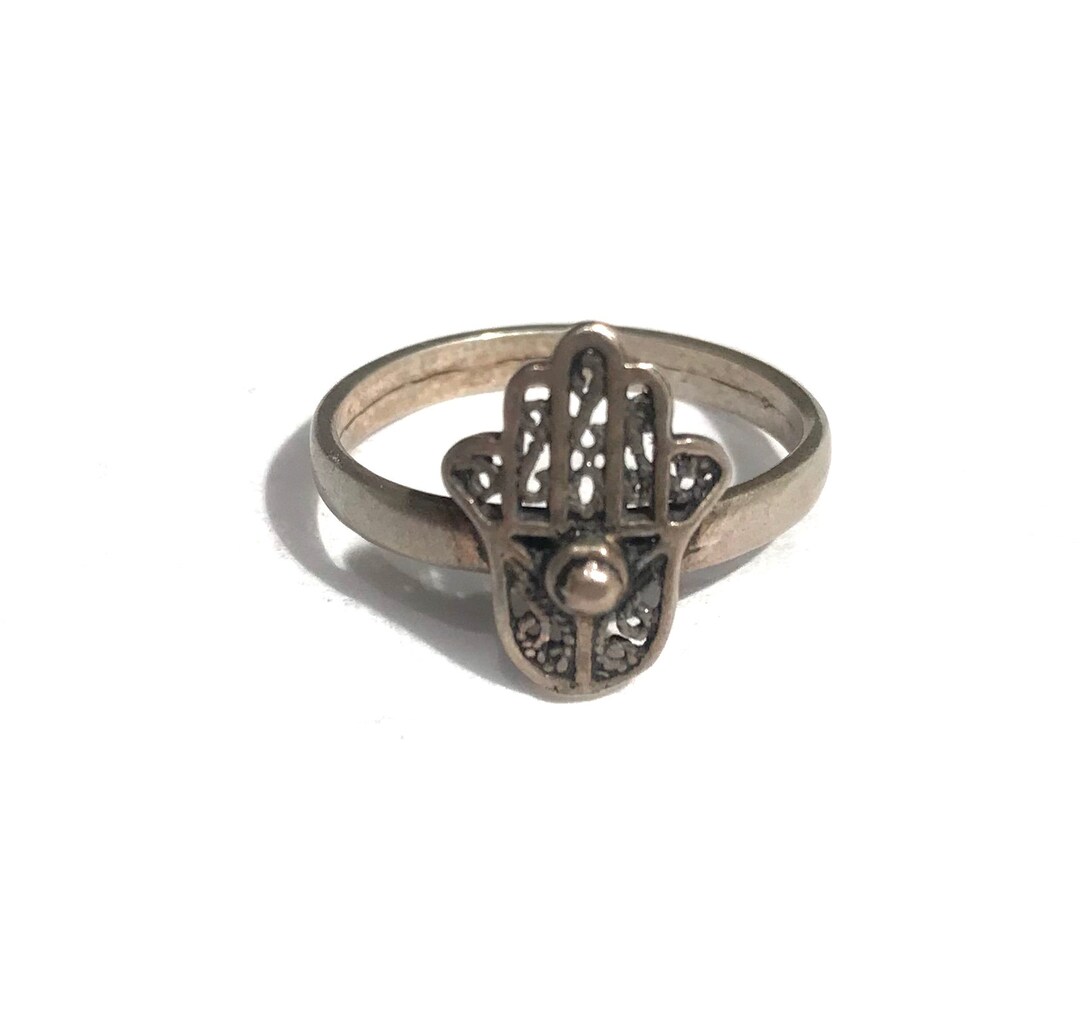 Khamsa Ring Size 8.5 Hand Ring- Silver Ring...hand of Fatima ...