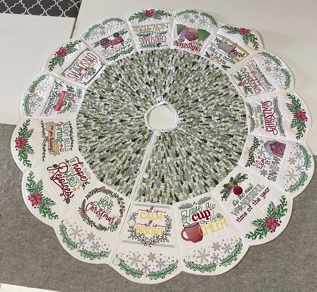 Embroidered Farmhouse Tree Skirt - Etsy