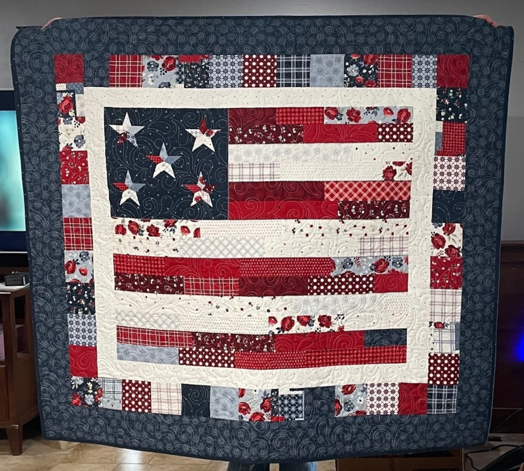 American Flag Quilt or Wall Hanging - Etsy