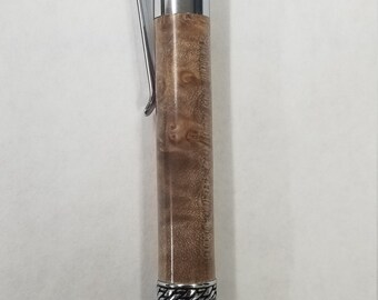 Mini Chrome Gear Shift Pen Only 41/8 Inch Long With a Brown and Gold ...