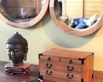 Japanese Style Night Stand Hand Made With Solid Kiri Wood. | Etsy