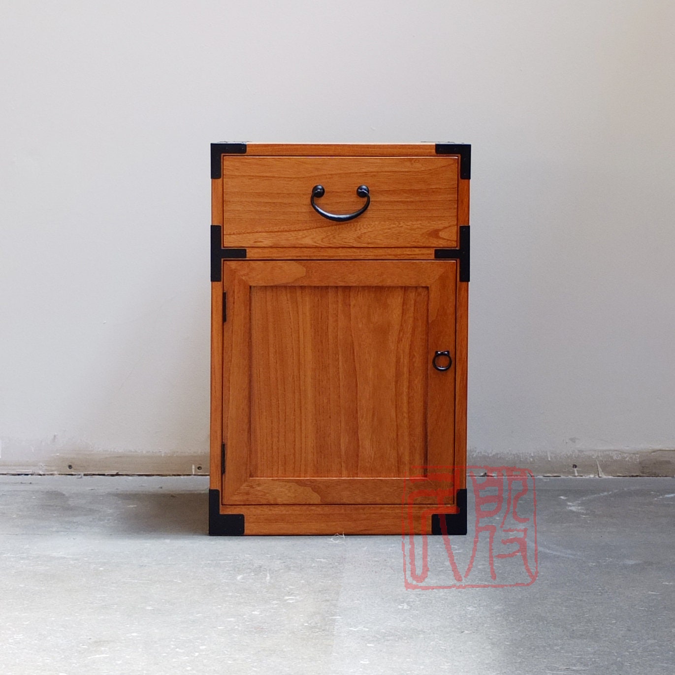 Japanese Style Night Stand Hand Made With Solid Kiri Wood. - Etsy