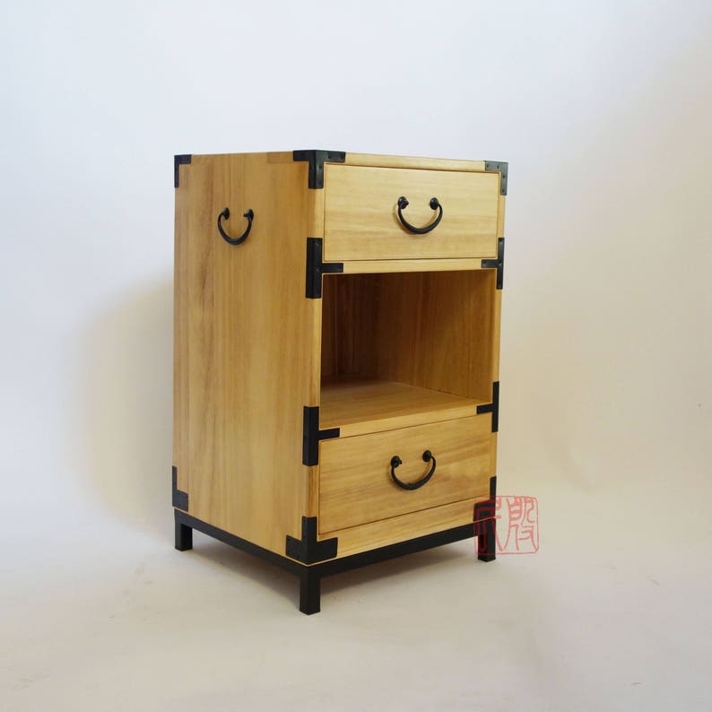 Japanese Style Night Stand Hand Made With Solid Kiri Wood. - Etsy