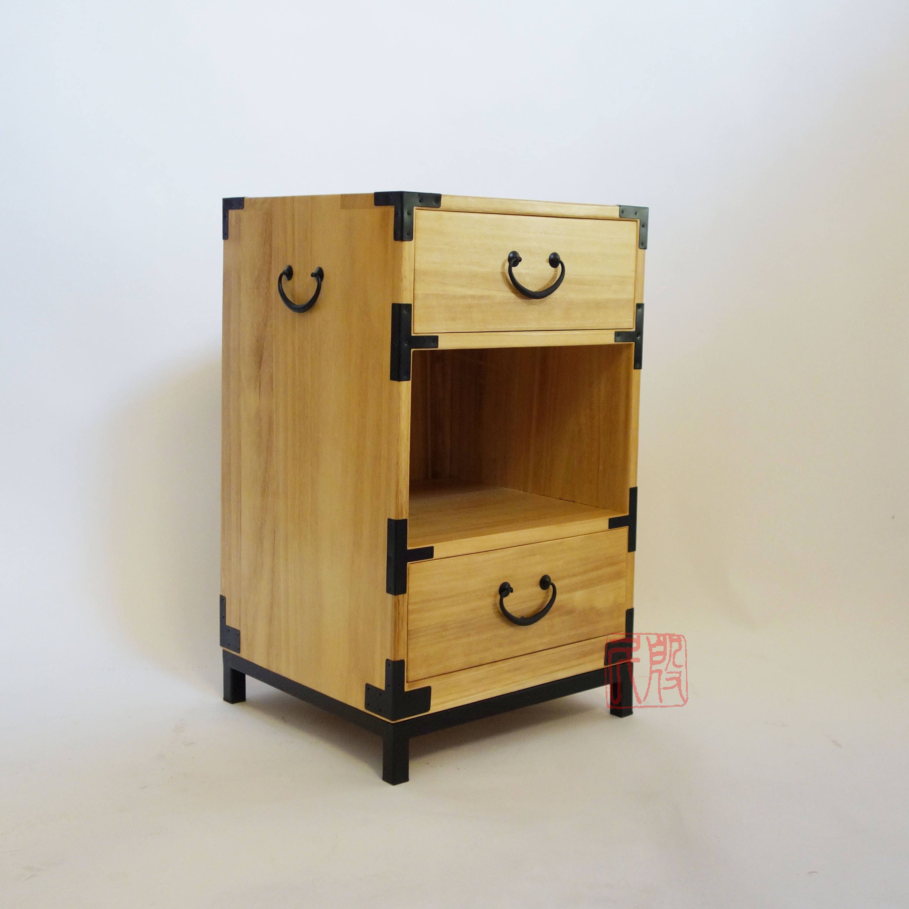 Japanese Style Night Stand Hand Made With Solid Kiri Wood. - Etsy