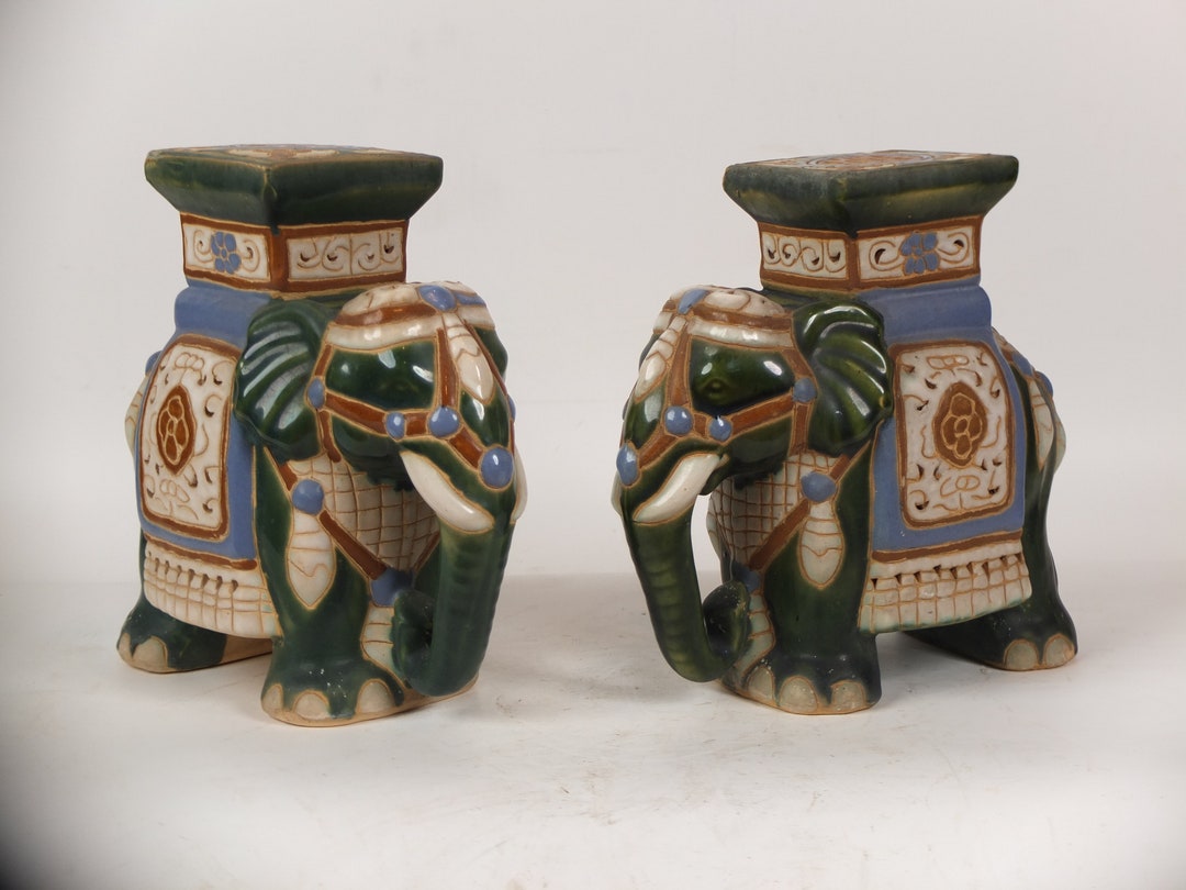 Elephant Ceramic Stool A Pair 23O-236 - Etsy