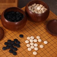 Japanese IGO Go Game Table Set, Stone HAMAGURI Shell Pieces, Wood Board ...