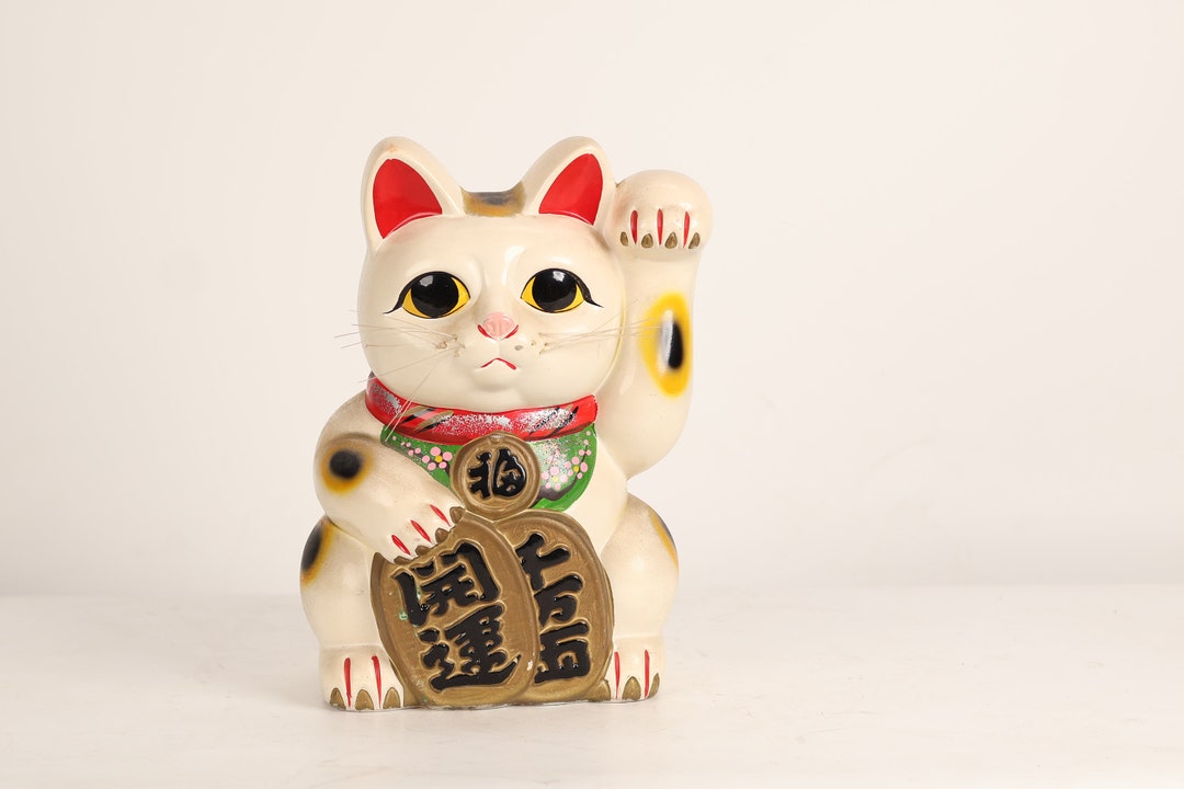 Vintage Large Japanese Maneki Neko Cat (24A-172-1) - Etsy