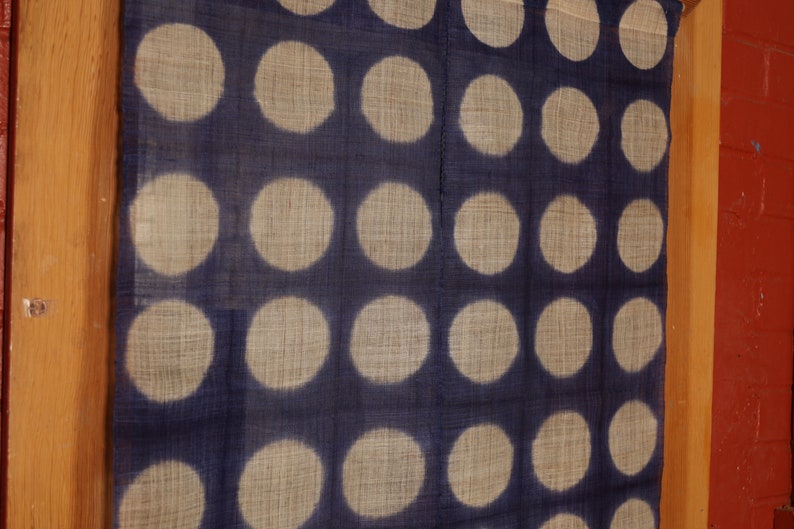 Traditional Linen Noren Curtain: Blue Geometric Pattern (35"w X 59"l ...