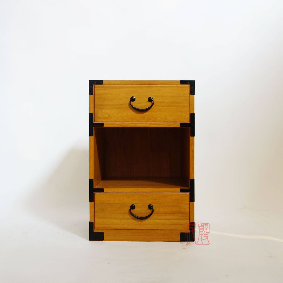 Japanese Style Night Stand Hand Made With Solid Kiri Wood. - Etsy