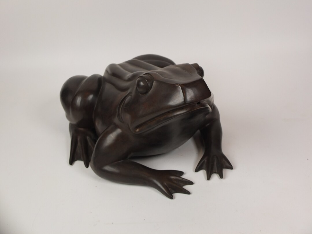 Japanese Large Bronze Frog Kaeru Statue Figurine, Fountain Water ...