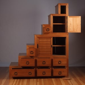 Antique Japanese Kaidan Tansu Step Chest 2 Section (23F-E14) - Etsy