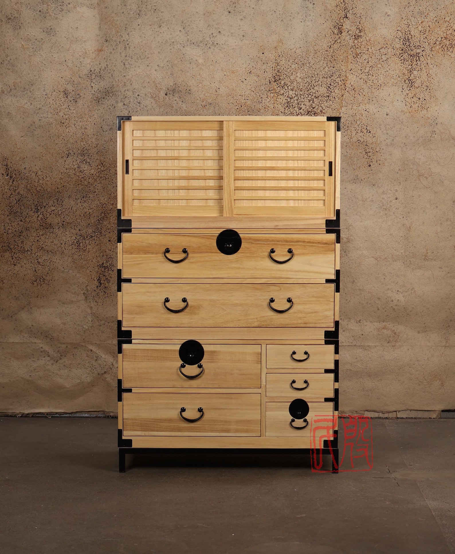 Japanese Style 3 Sections Clothing Chest, Dresser, Isho Dansu. (KB14 ...