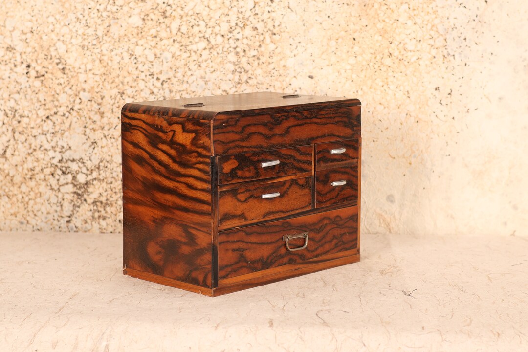 Vintage Japanese Wooden Sewing Box / Haribako Persimmon23o-319-2 - Etsy