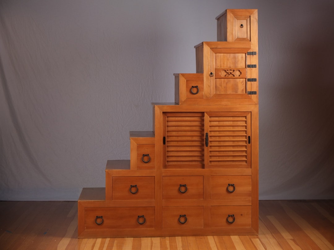 Antique Japanese Kaidan Tansu Step Chest 2 Section (23F-E14) - Etsy